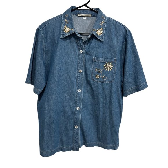 Howard Wolf Sport | Tops | Howard Wolf Sport Denim Shirt Floral ...